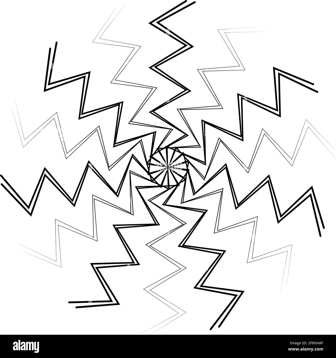 Radial, radiating abstract motiff, icon, mandala element. Distorted ...