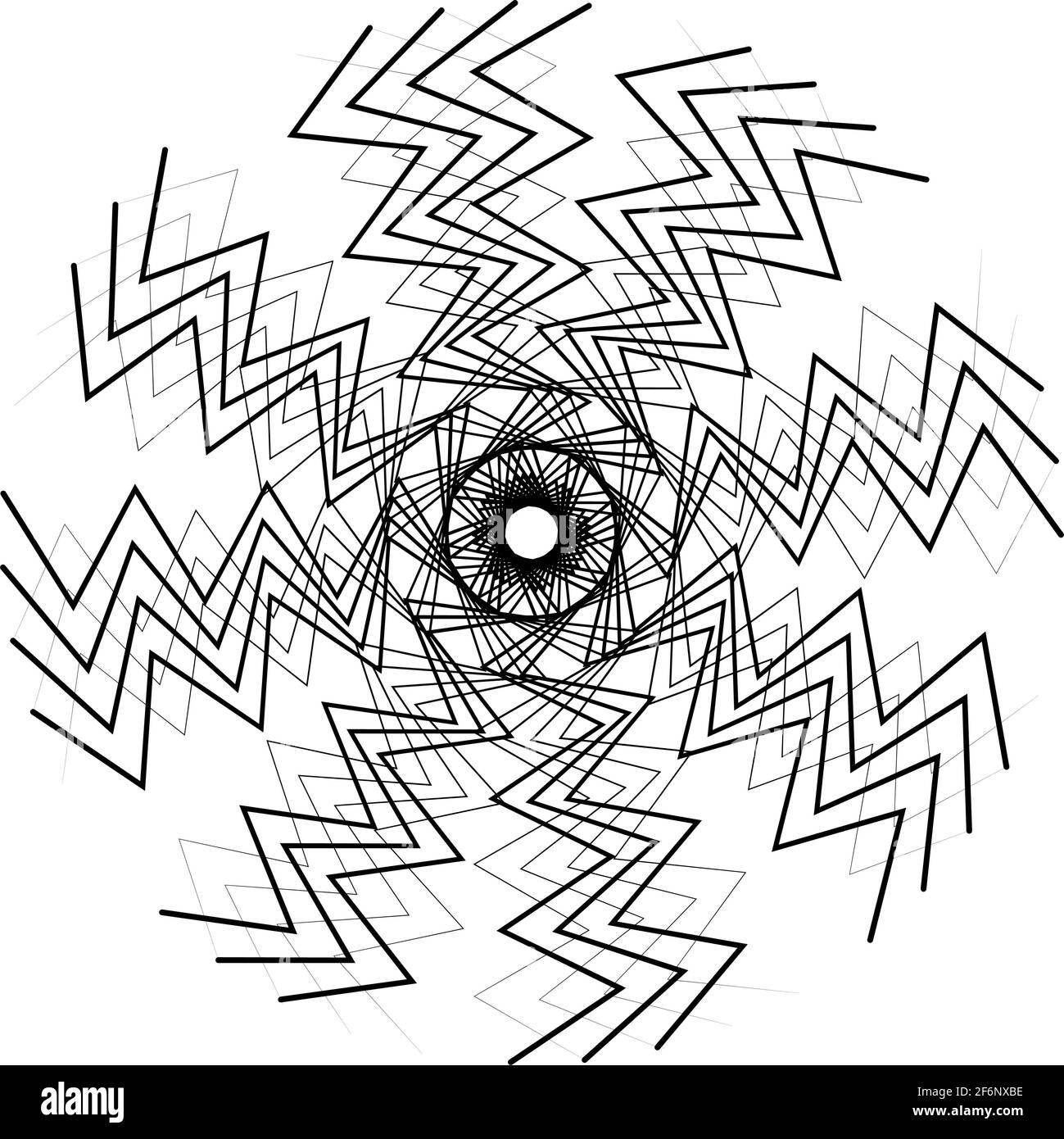 Radial, radiating abstract motiff, icon, mandala element. Distorted ...