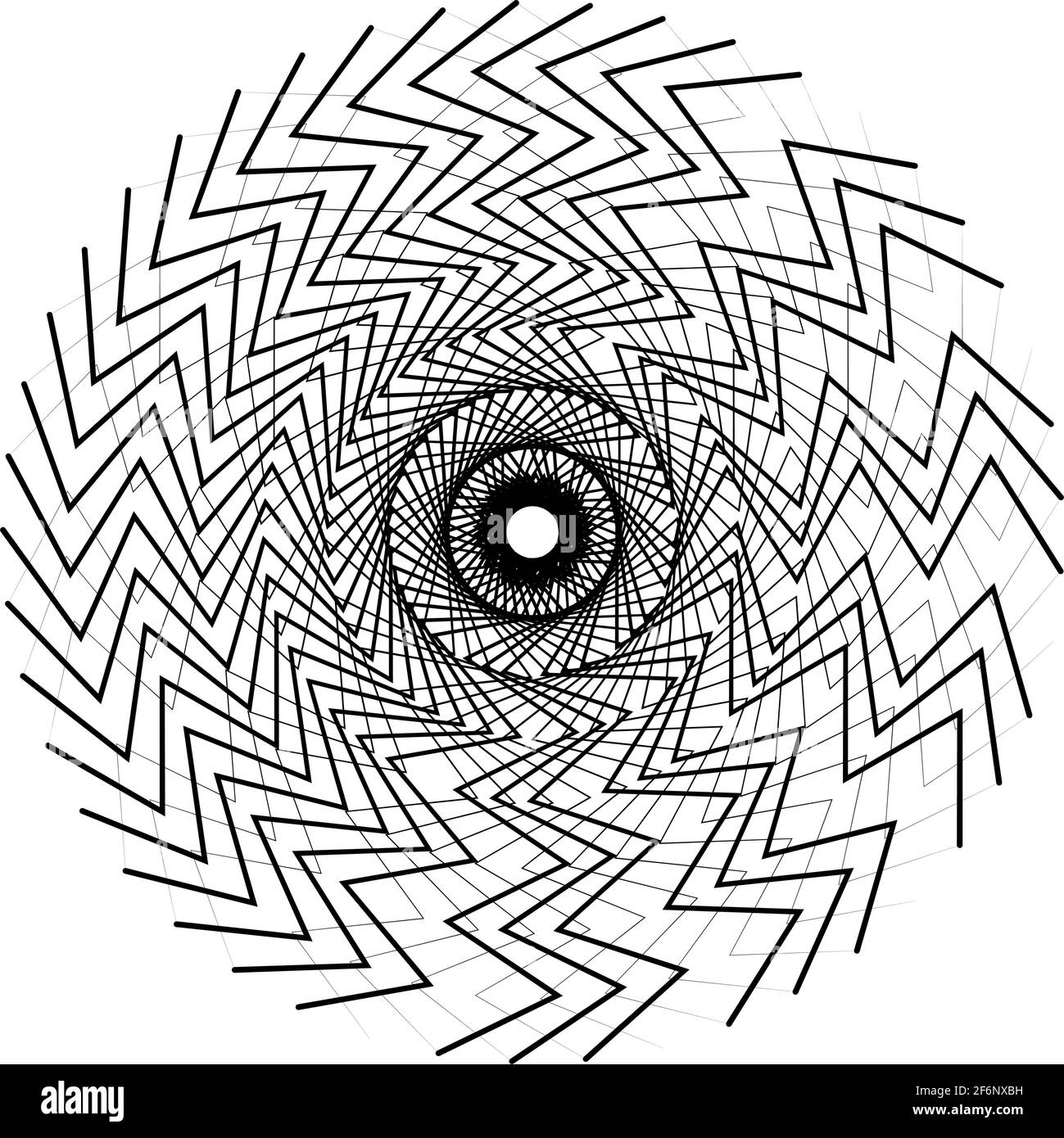 Radial, radiating abstract motiff, icon, mandala element. Distorted ...