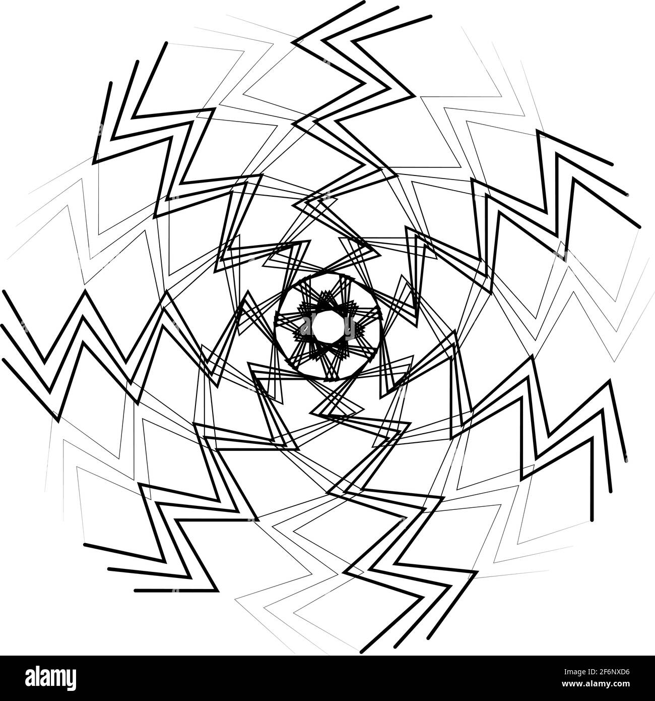Radial, radiating abstract motiff, icon, mandala element. Distorted ...