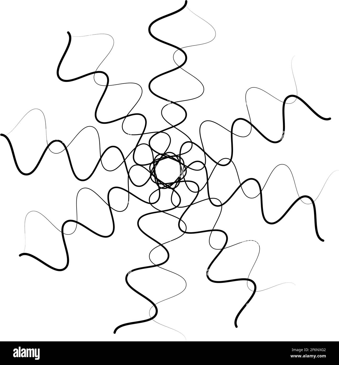 Radial, radiating abstract motiff, icon, mandala element. Distorted ...