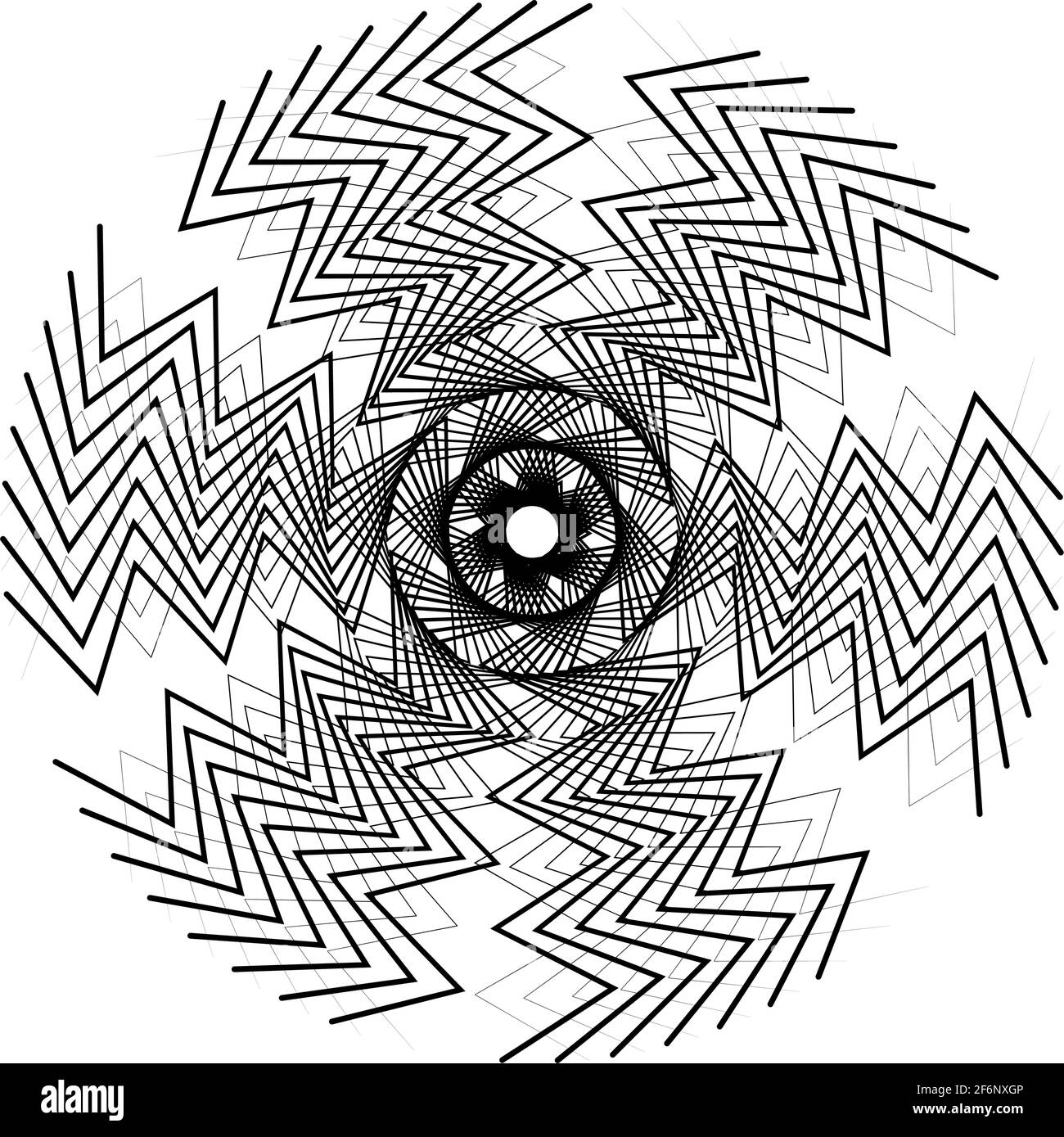 Radial, radiating abstract motiff, icon, mandala element. Distorted ...