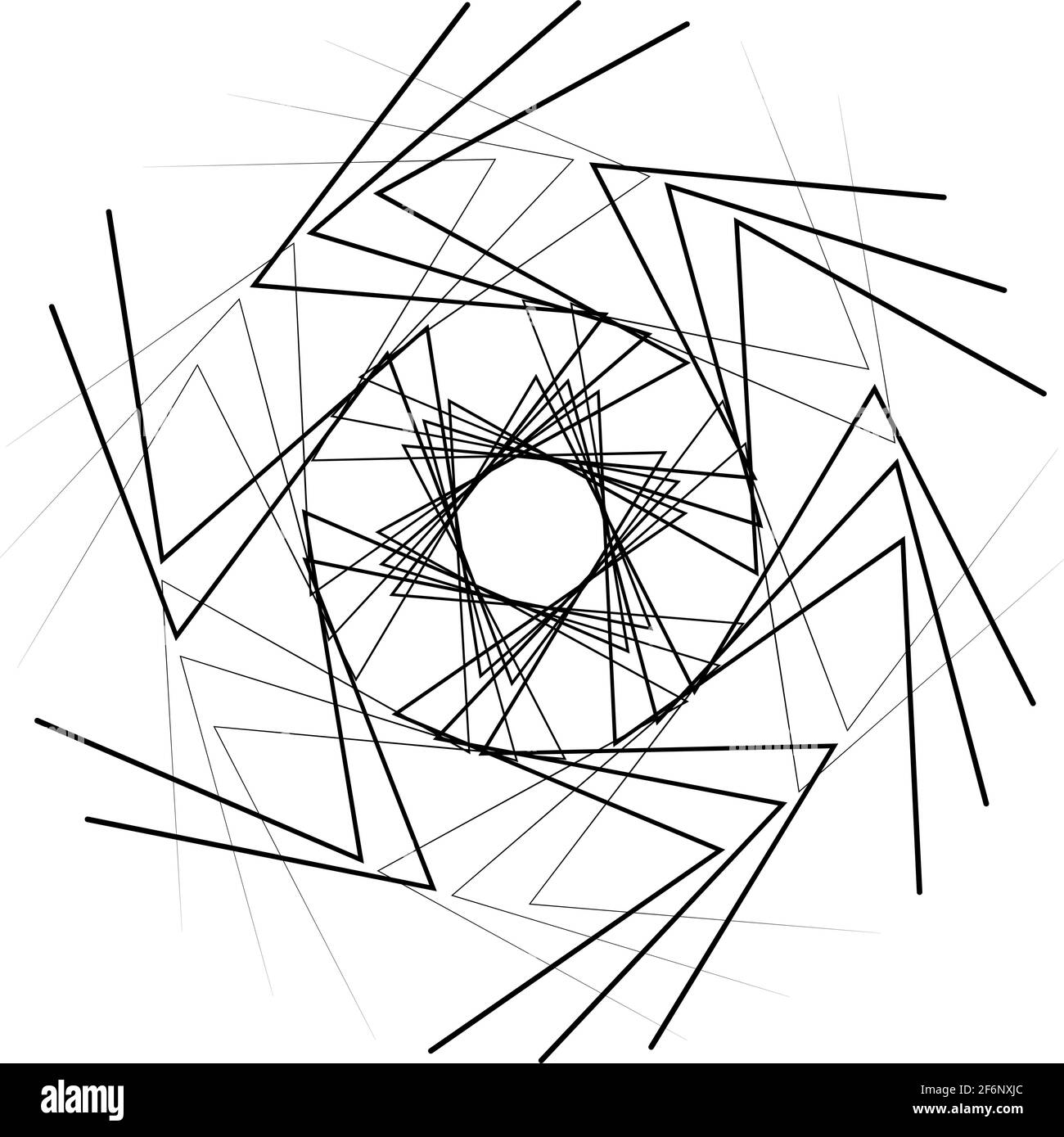 Radial, radiating abstract motiff, icon, mandala element. Distorted ...