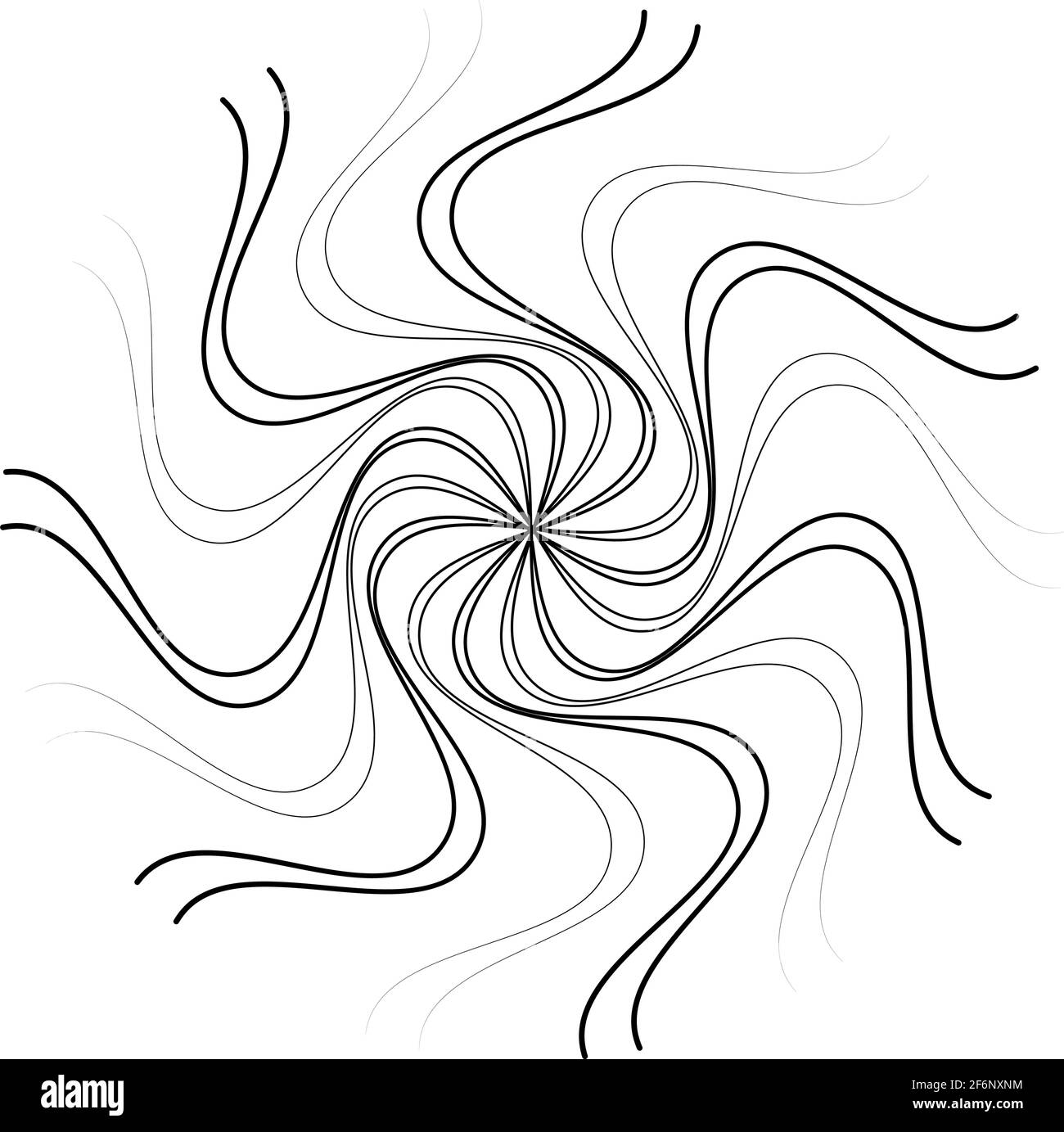 Radial, radiating abstract motiff, icon, mandala element. Distorted ...