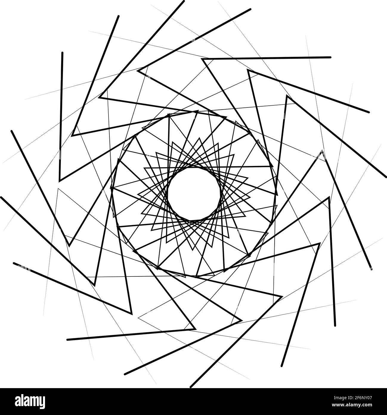 Radial, radiating abstract motiff, icon, mandala element. Distorted ...