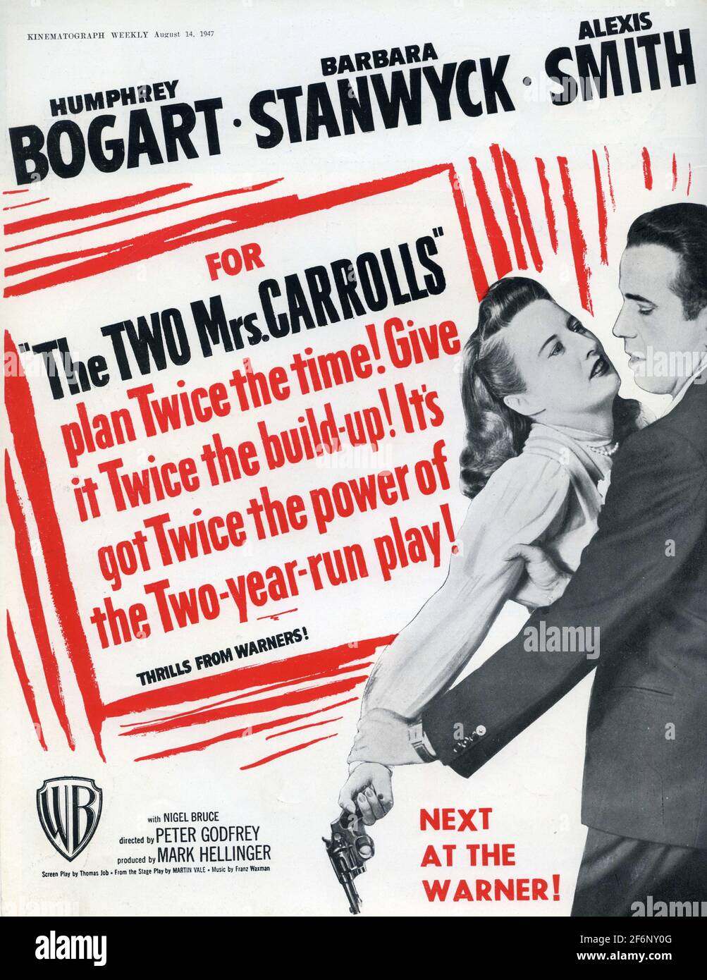 BARBARA STANWYCK and HUMPHREY BOGART in THE TWO MRS. CARROLLS 1947 ...