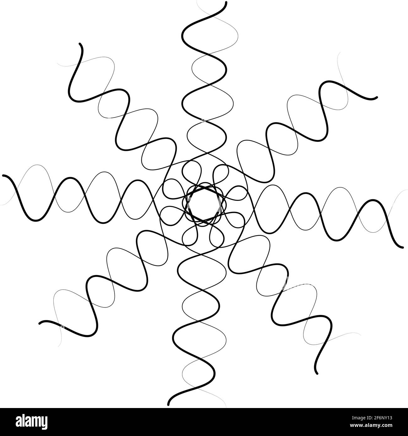 Radial, radiating abstract motiff, icon, mandala element. Distorted ...