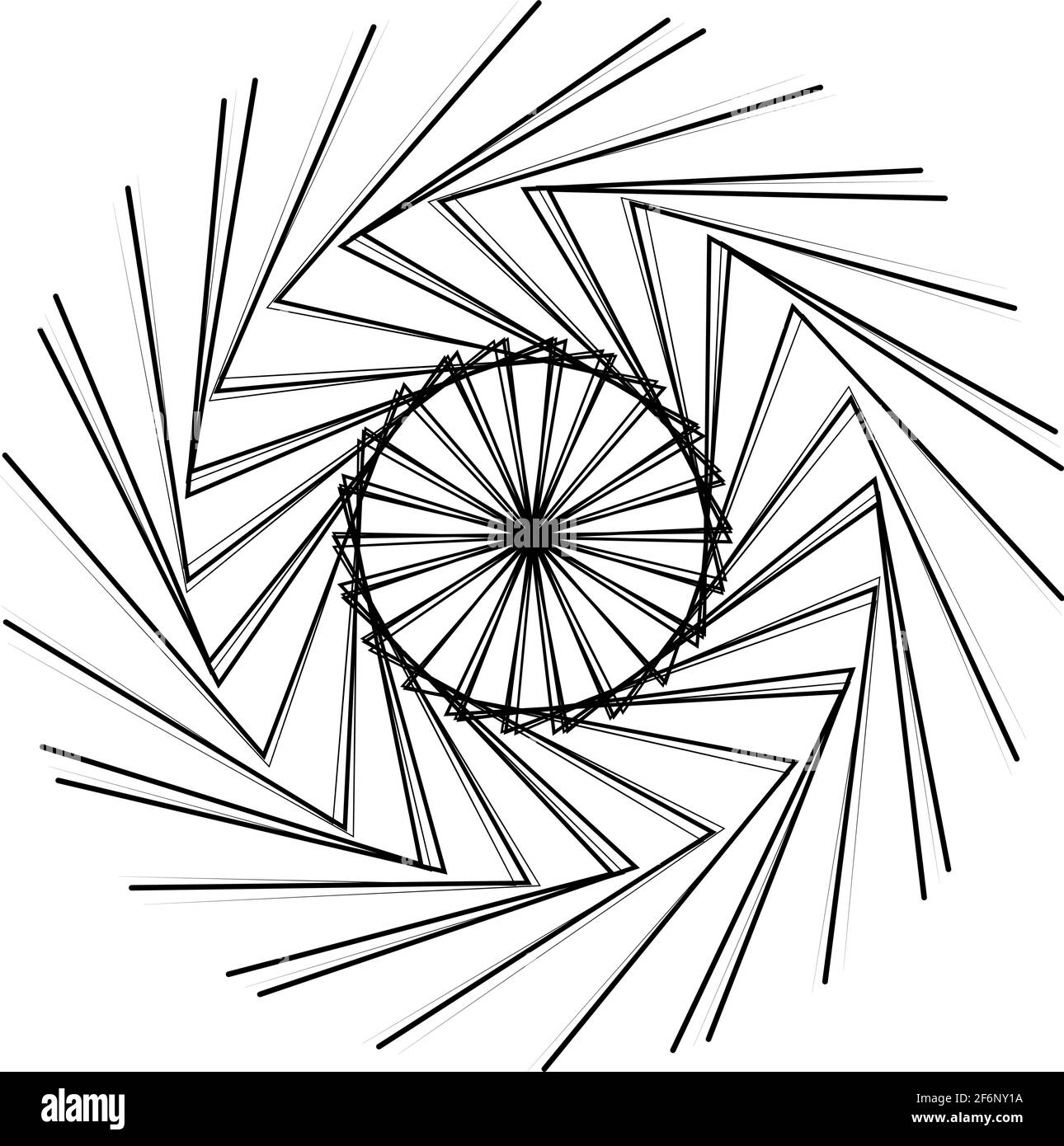 Radial, radiating abstract motiff, icon, mandala element. Distorted ...
