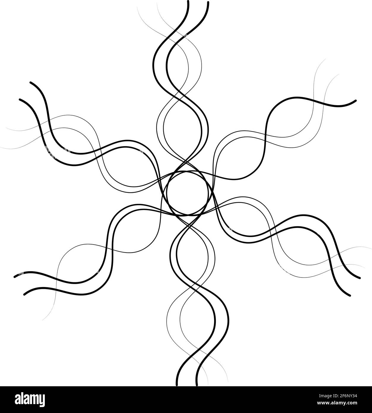 Radial, radiating abstract motiff, icon, mandala element. Distorted ...