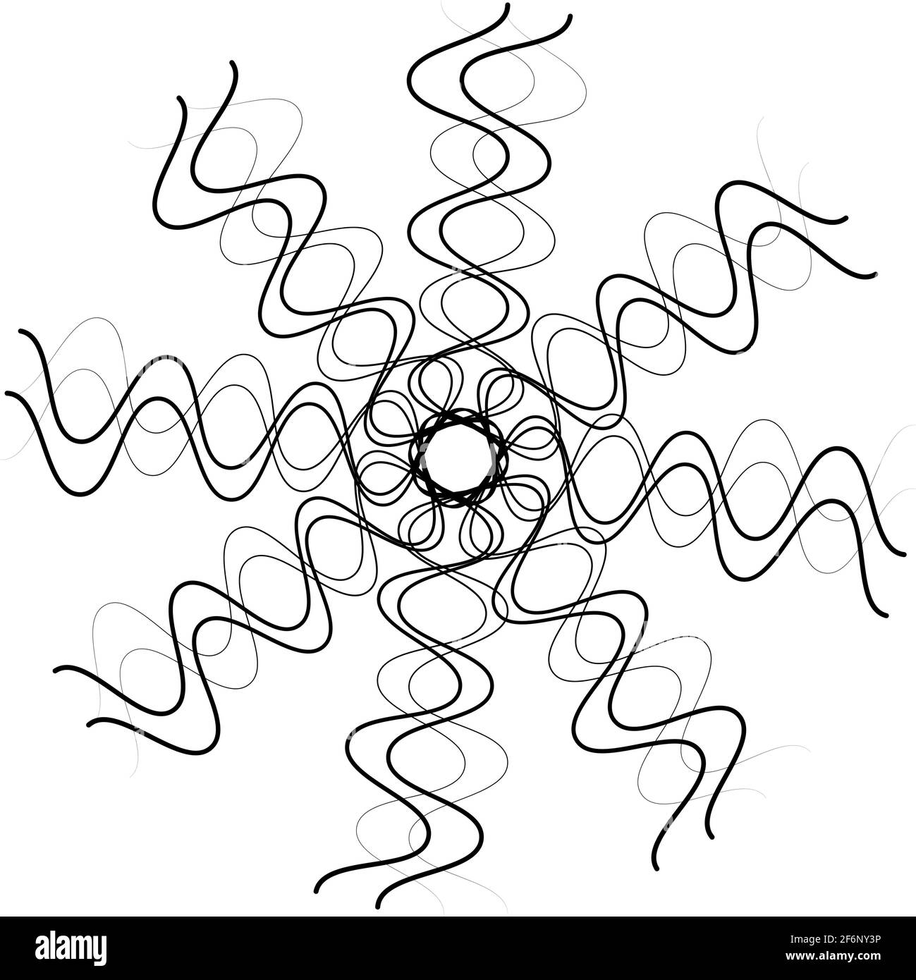 Radial, radiating abstract motiff, icon, mandala element. Distorted ...