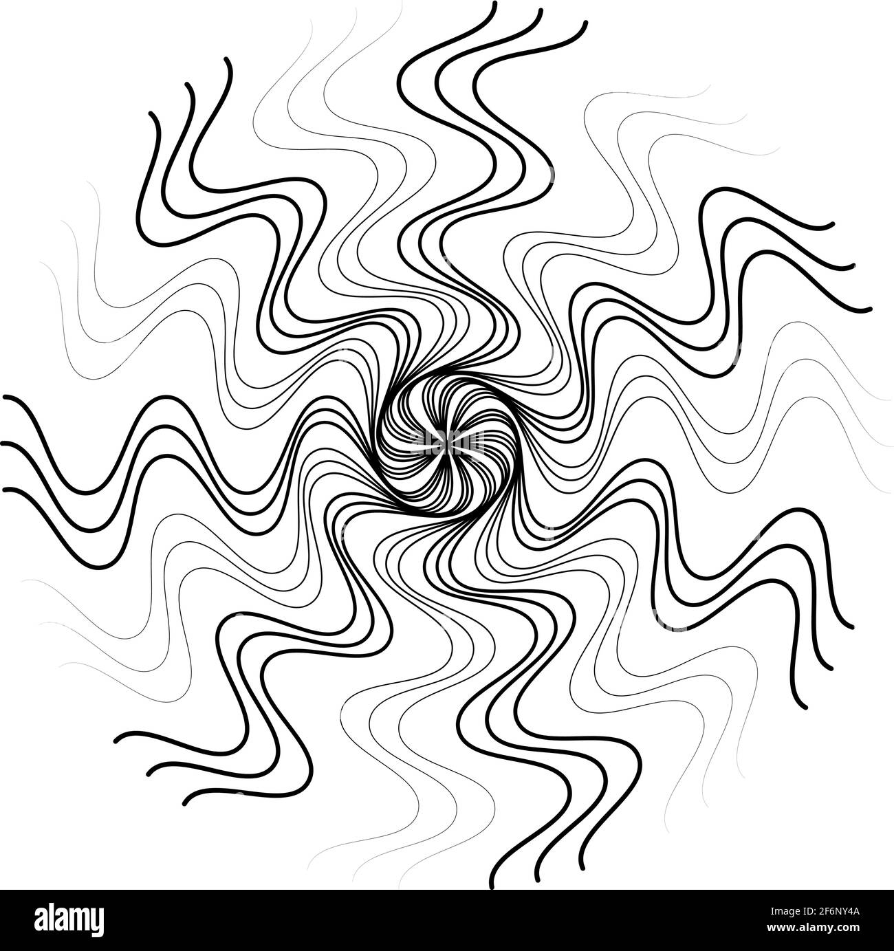 Radial, radiating abstract motiff, icon, mandala element. Distorted ...