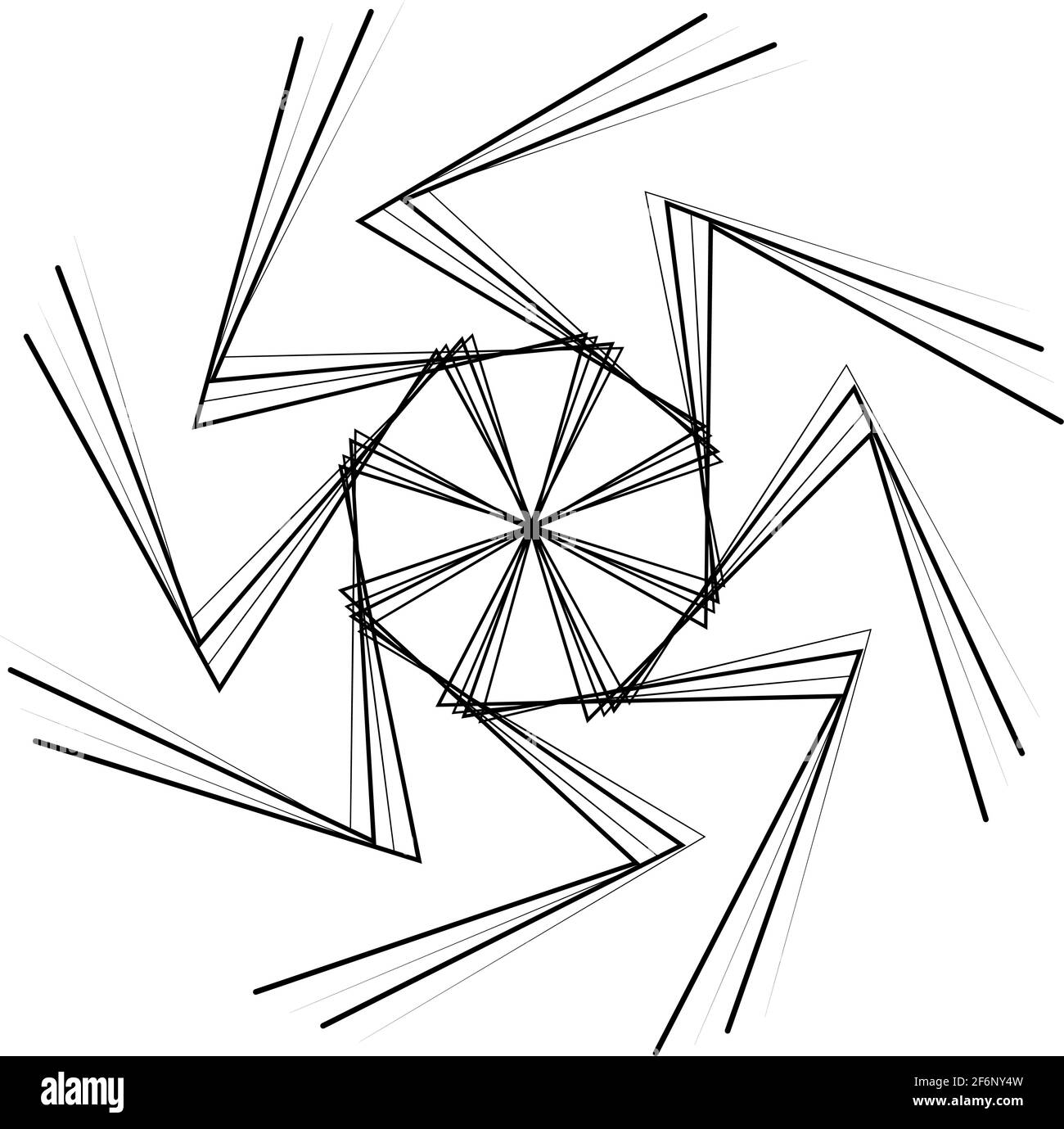 Radial, radiating abstract motiff, icon, mandala element. Distorted ...