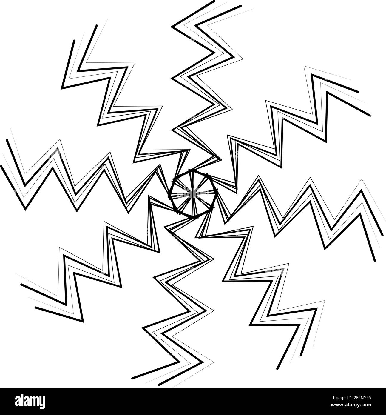 Radial, radiating abstract motiff, icon, mandala element. Distorted ...