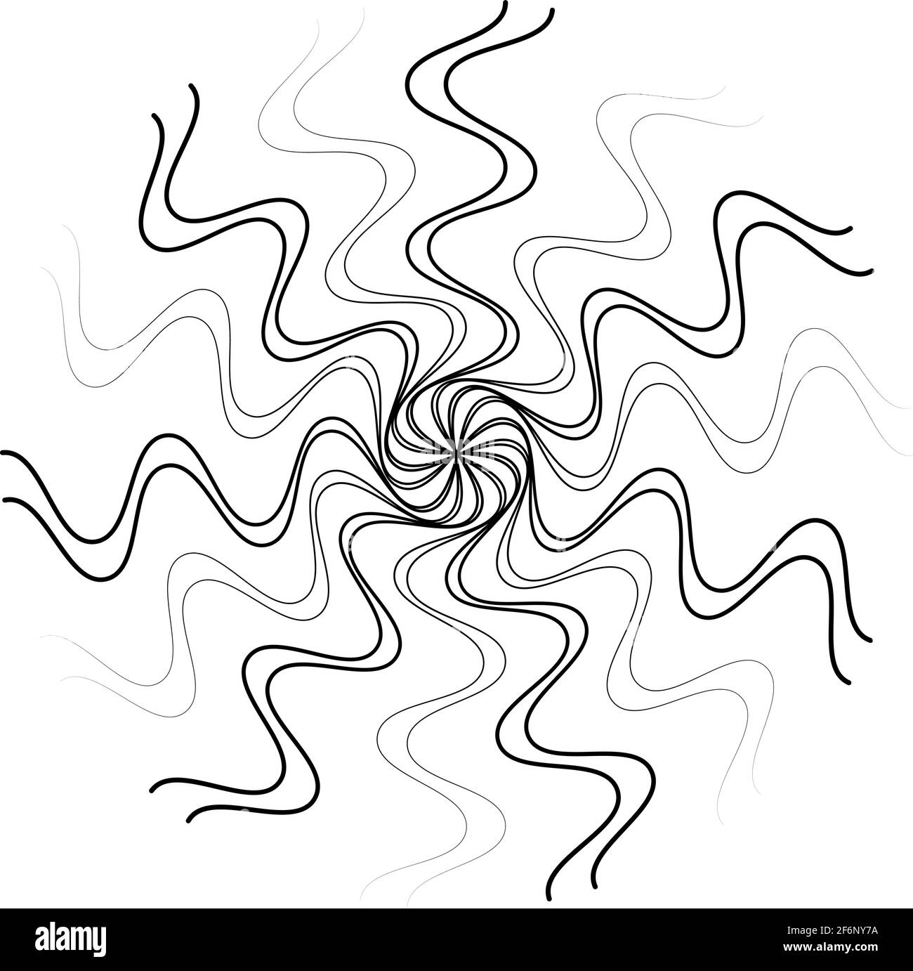 Radial, radiating abstract motiff, icon, mandala element. Distorted ...