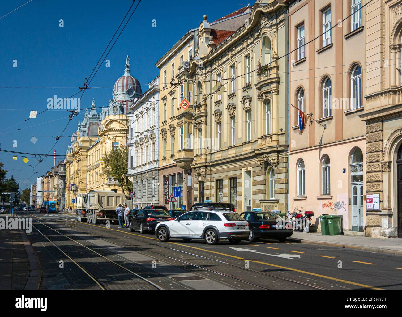 Historic building facades in the city of Zagreb, Croatia Stock Photo ...
