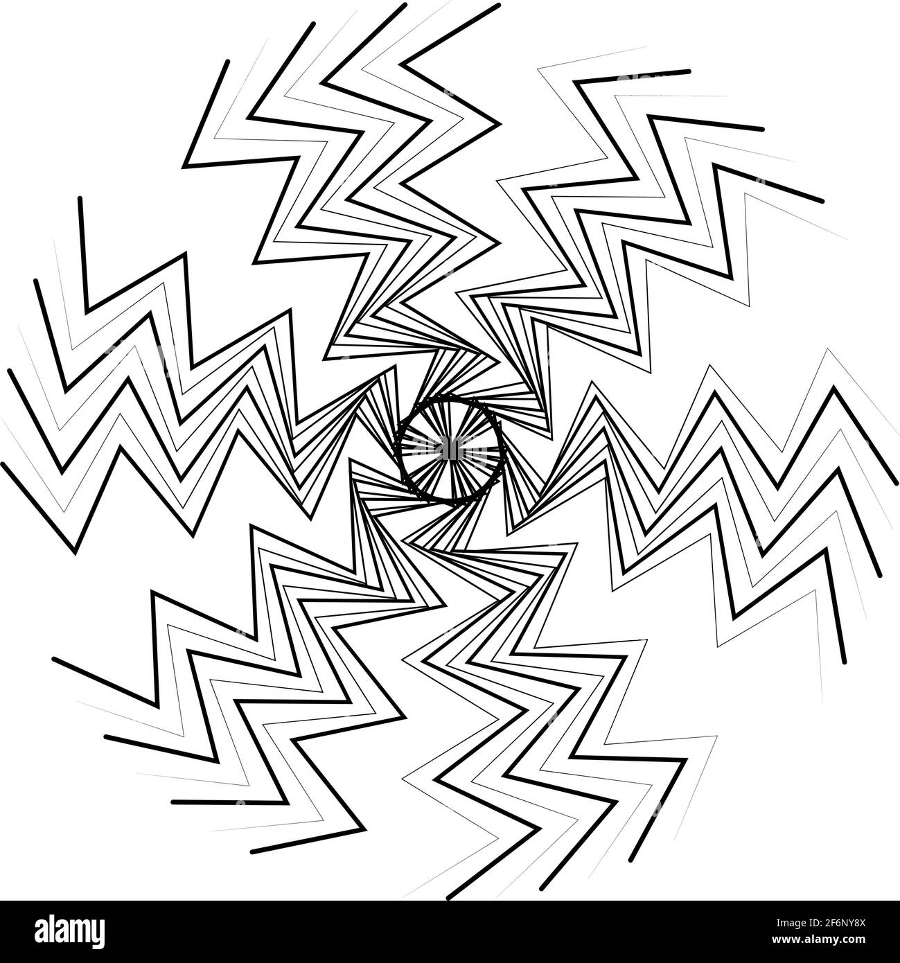Radial, radiating abstract motiff, icon, mandala element. Distorted ...