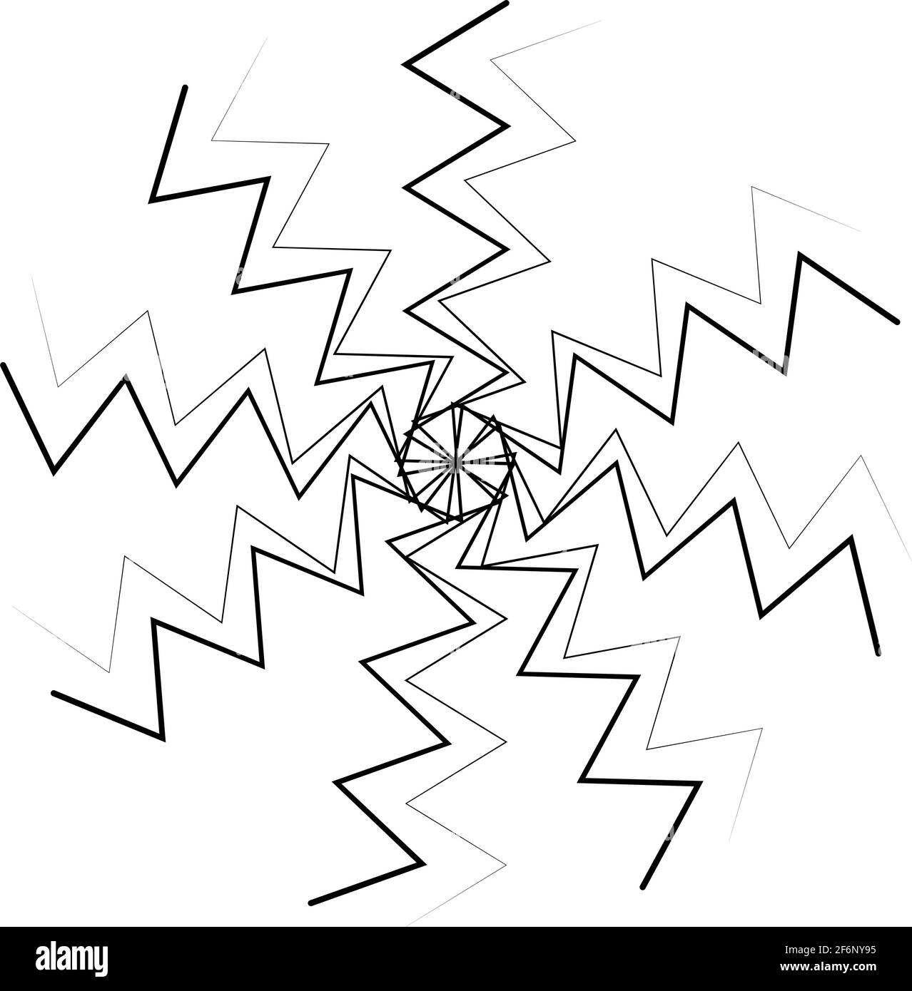 Radial, radiating abstract motiff, icon, mandala element. Distorted ...