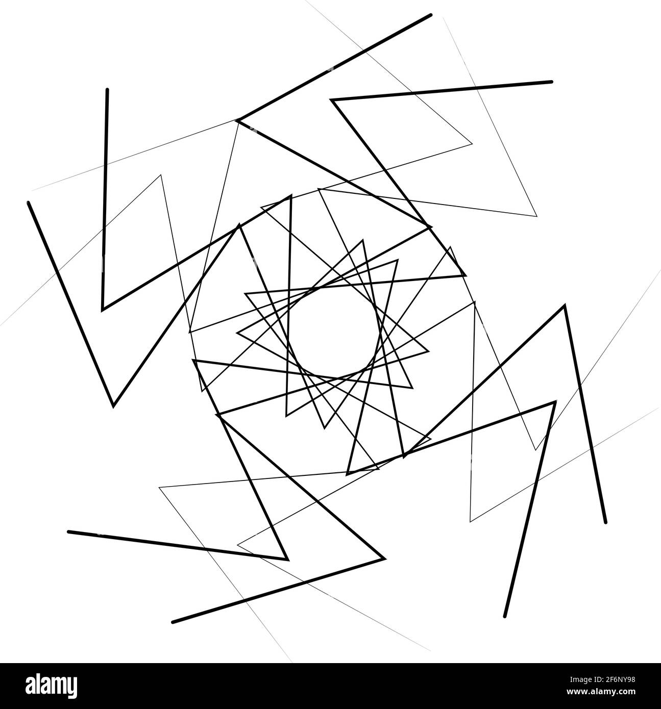 Radial, radiating abstract motiff, icon, mandala element. Distorted ...