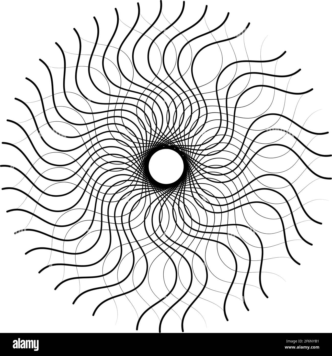 Radial, radiating abstract motiff, icon, mandala element. Distorted ...