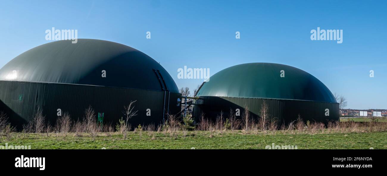 Panorama biogas plant in Germany with blue sky Stock Photo - Alamy