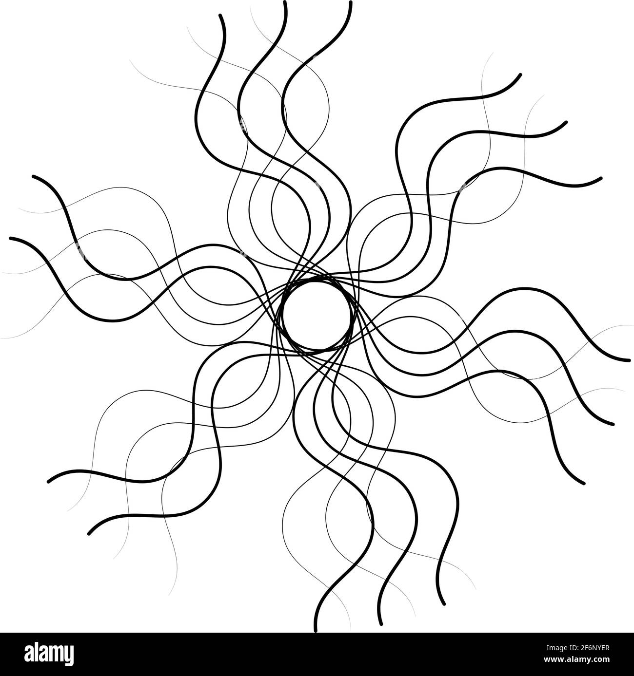 Radial, radiating abstract motiff, icon, mandala element. Distorted ...