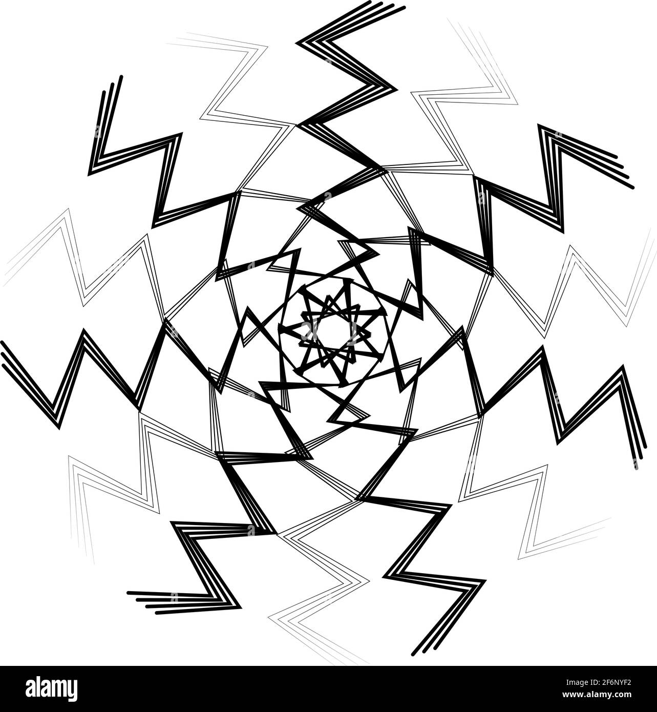 Radial, radiating abstract motiff, icon, mandala element. Distorted ...