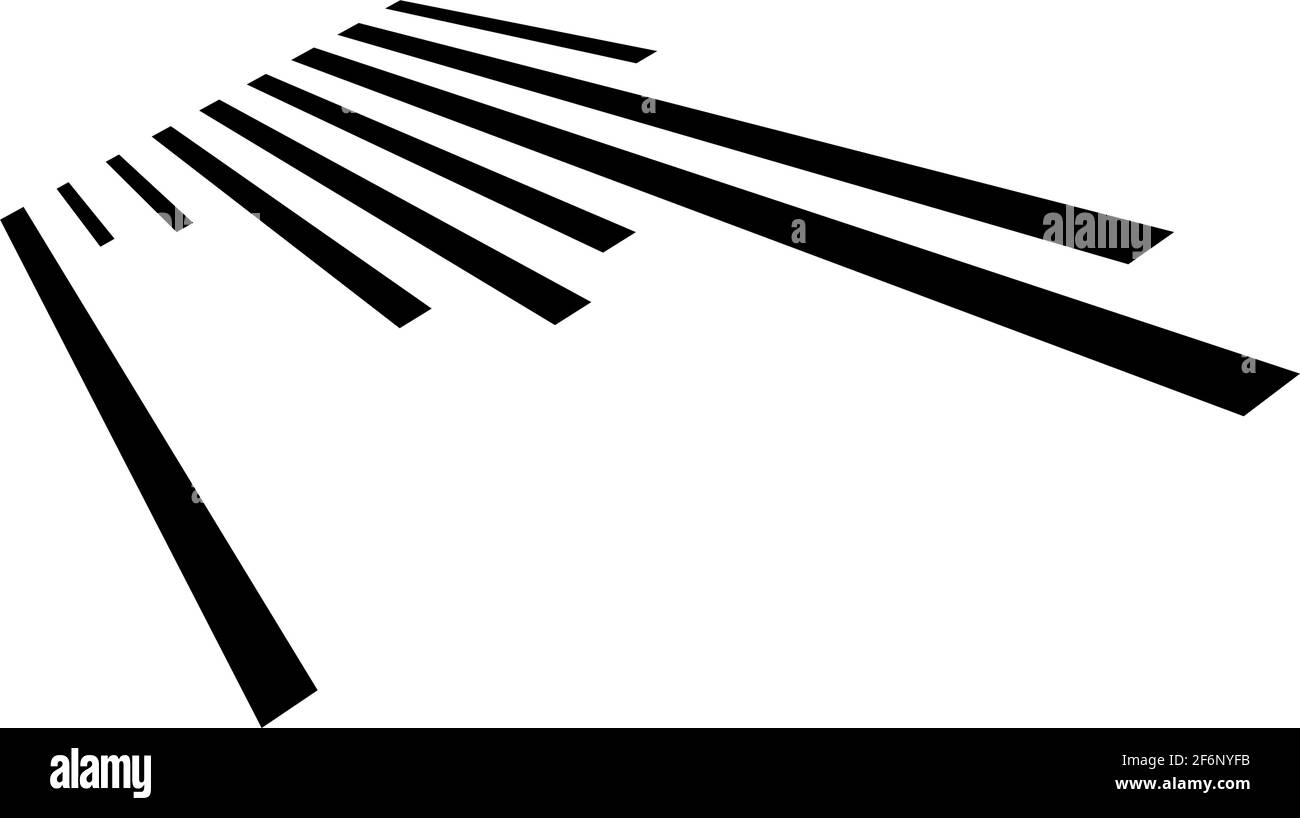 Dynamic 3D lines in perspective. Vanishing, diminishing lines, stripes ...
