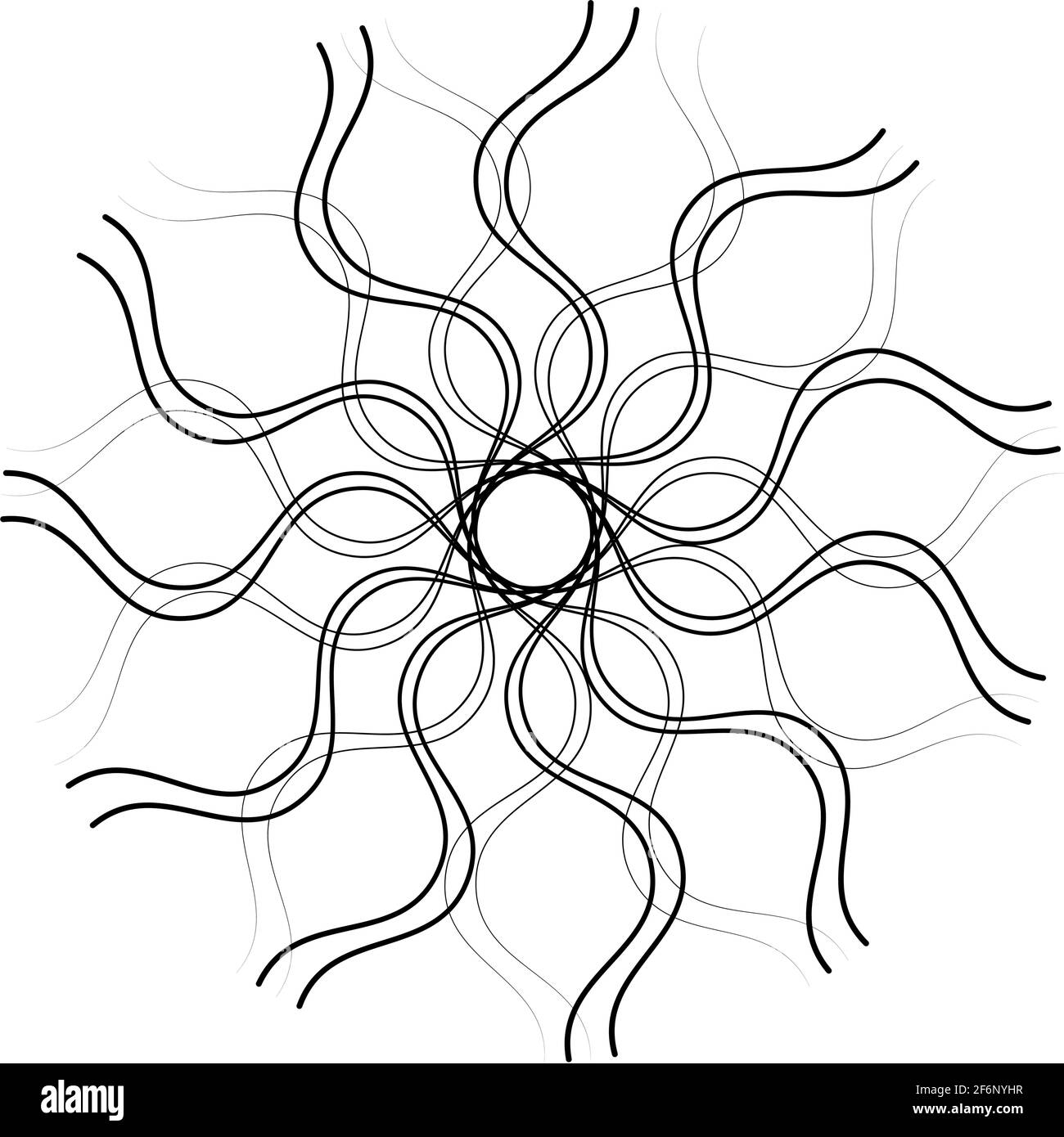 Radial, radiating abstract motiff, icon, mandala element. Distorted ...