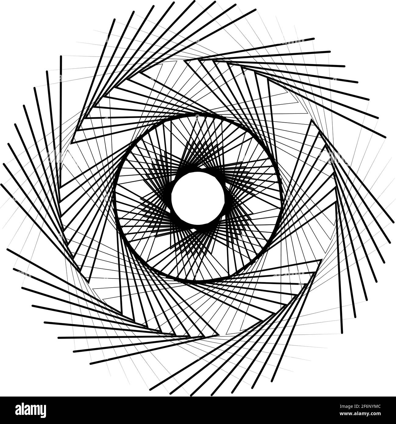 Radial, radiating abstract motiff, icon, mandala element. Distorted ...