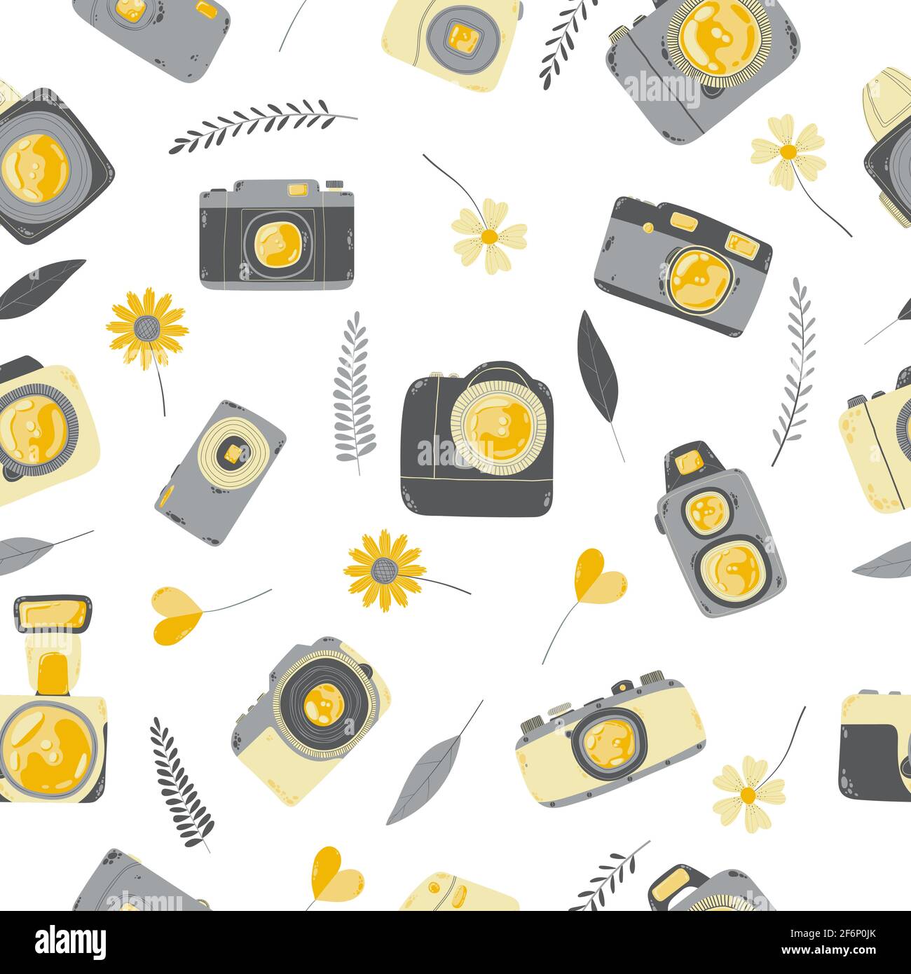 Cute seamless pattern with photo camera in cartoons style. Background ...