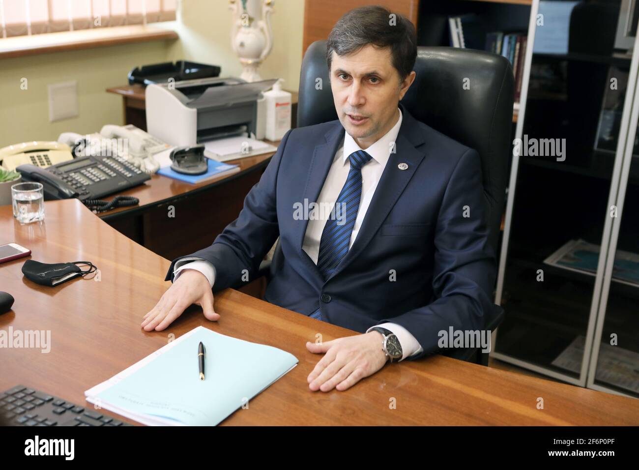 KYIV, UKRAINE - APRIL 2, 2021 - Head of the State Space Agency of ...