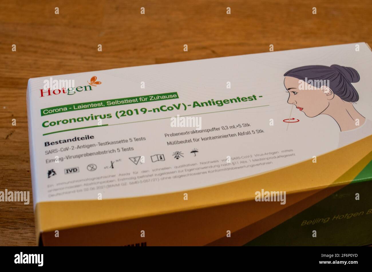 Bamberg, Germany - 2.4.2021. Covid19 Antigentest by Hotgen. Test kit ...