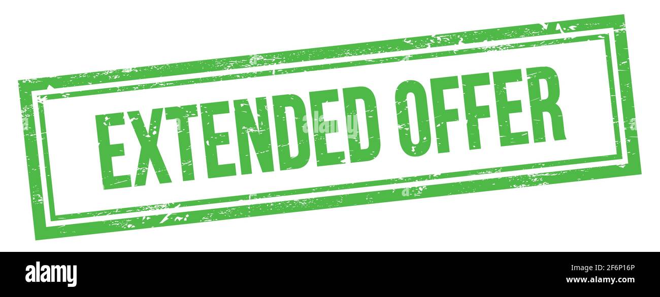 EXTENDED OFFER text on green grungy vintage rectangle stamp Stock Photo ...