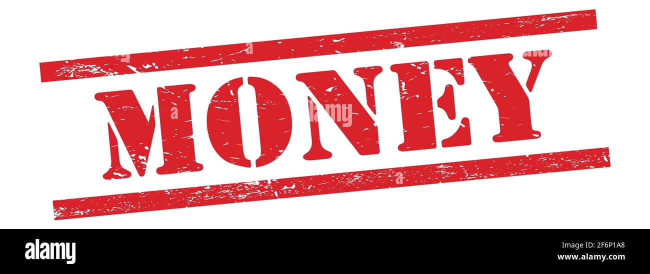 MONEY text on red grungy vintage rubber stamp Stock Photo - Alamy