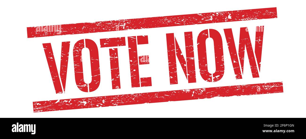 VOTE NOW text on red grungy rectangle stamp sign Stock Photo - Alamy