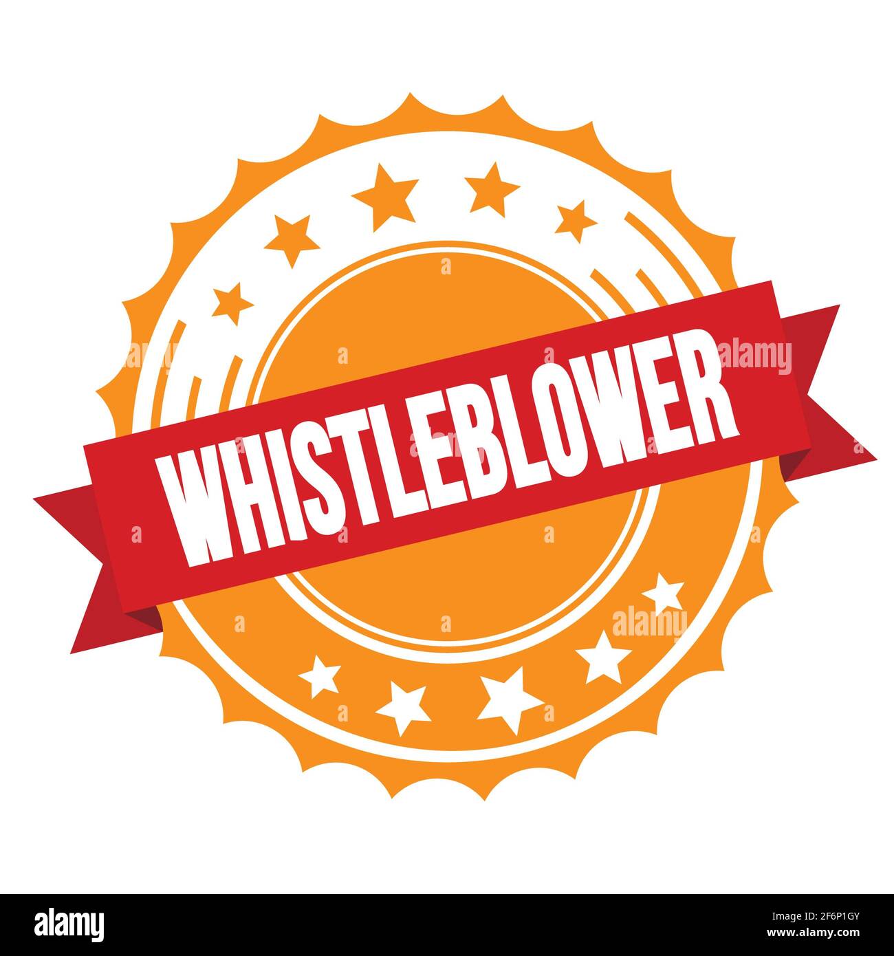WHISTLEBLOWER text on red orange ribbon badge stamp Stock Photo - Alamy