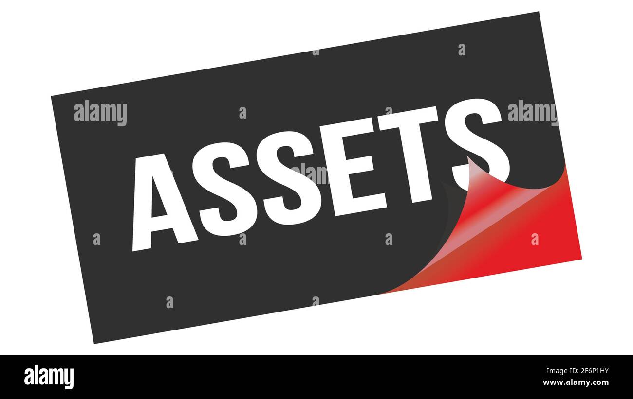 ASSETS text written on black red sticker stamp Stock Photo - Alamy