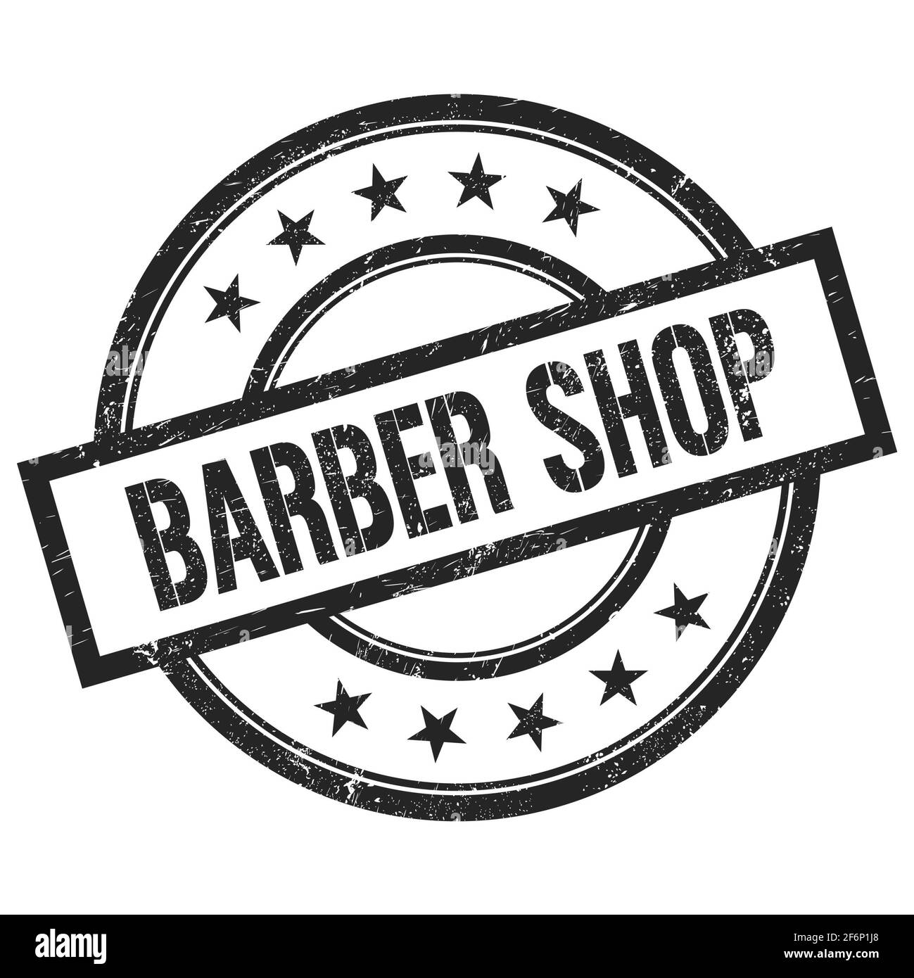 BARBER SHOP text written on black round vintage rubber stamp Stock ...