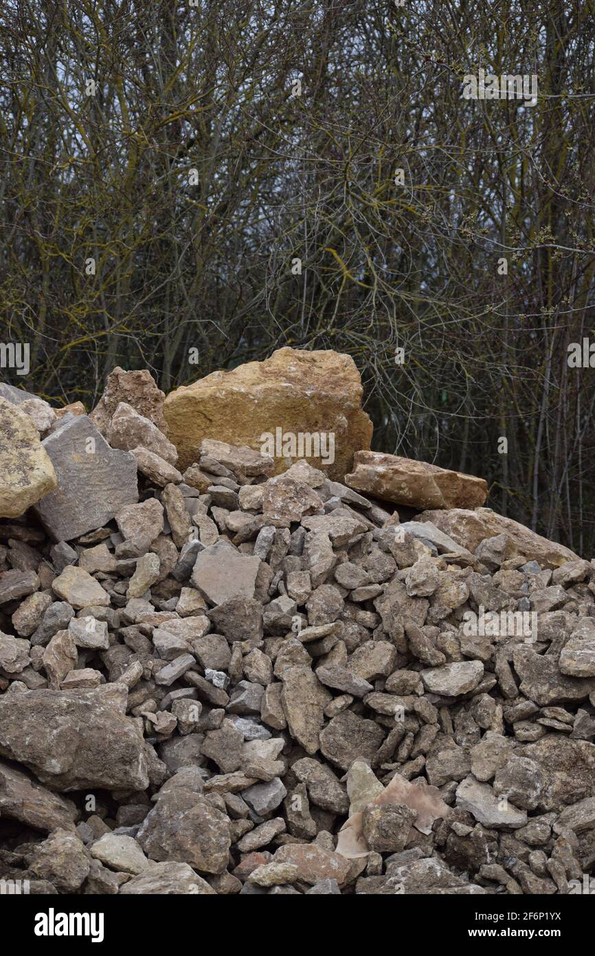 Assembly point for Rubble stones Stock Photo - Alamy