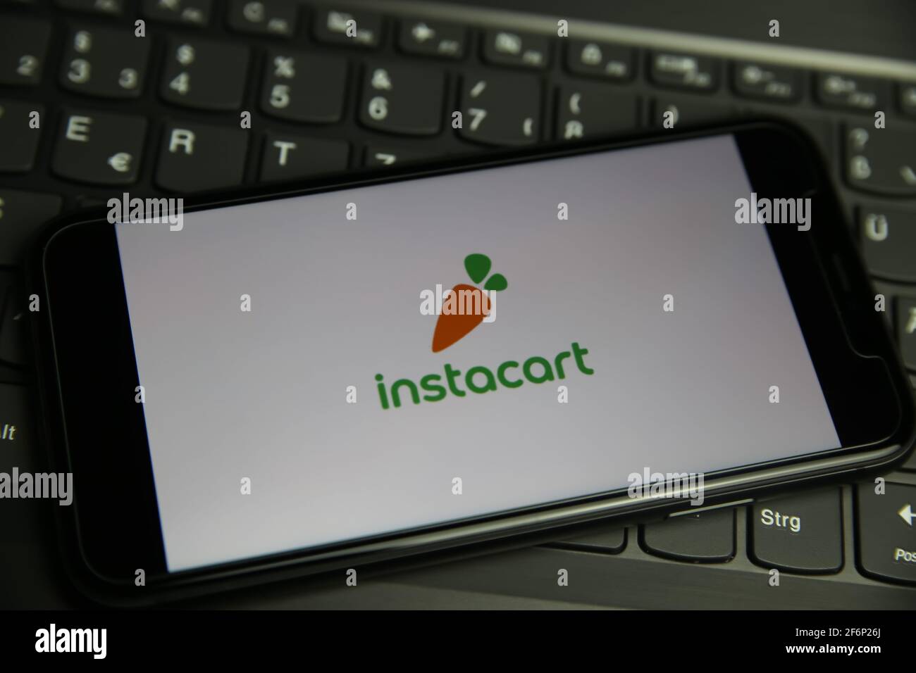 Viersen, Germany - March 1. 2021: Closeup of mobile phone screen with ...