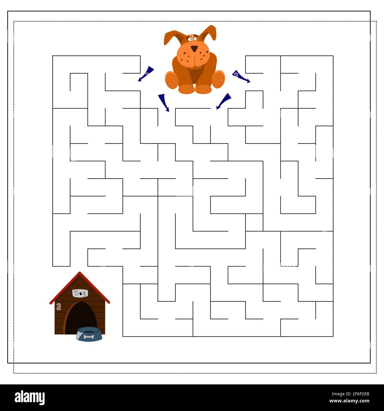 A maze game for kids. guide your dog through the maze to the bowl booth ...