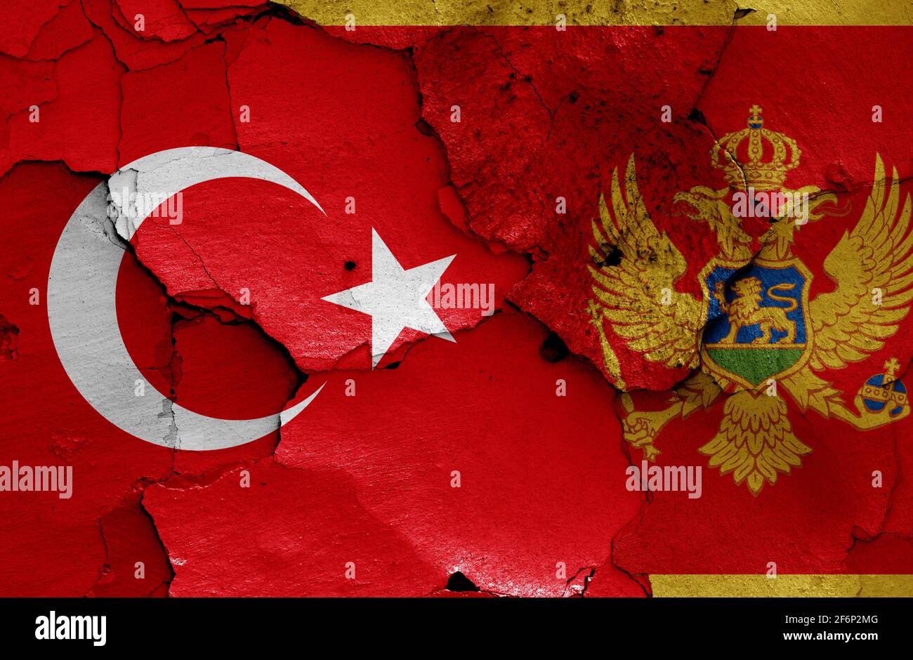 flags of Turkey and Montenegro painted on cracked wall Stock Photo - Alamy