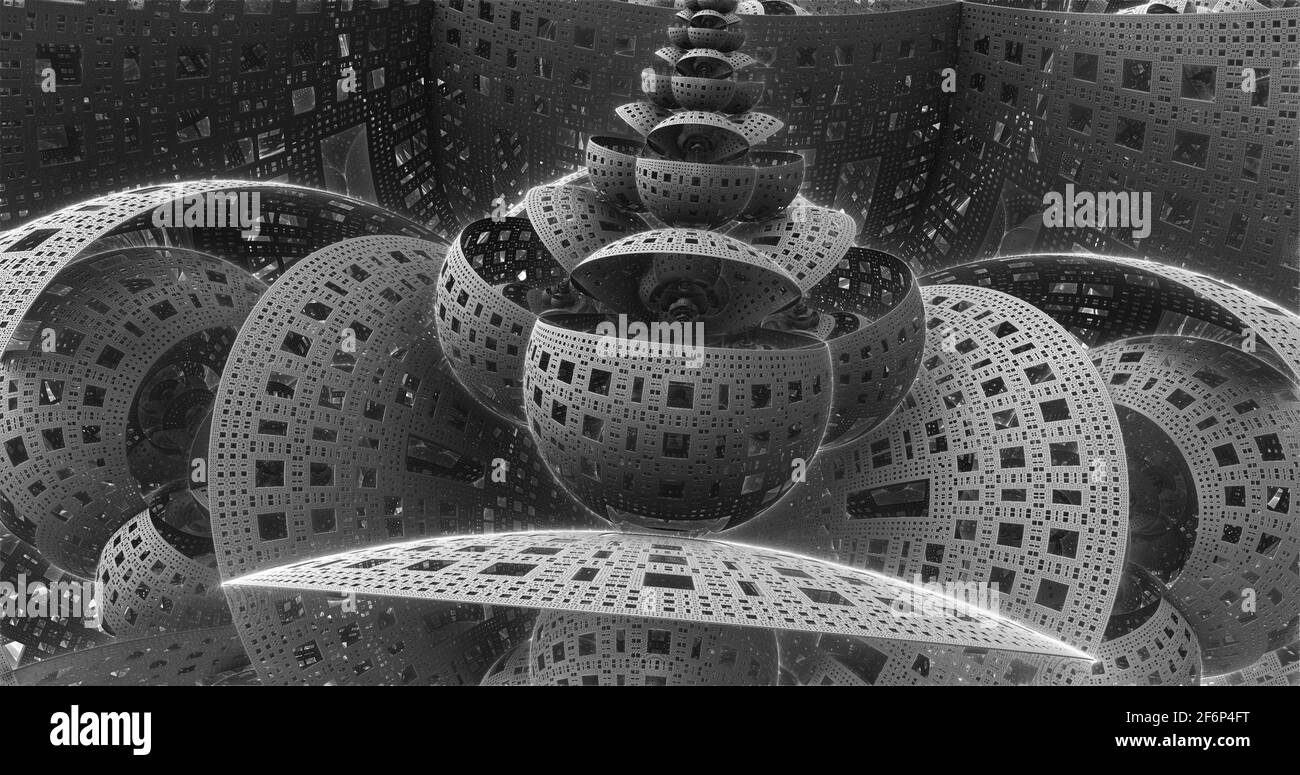 Picture of three-dimensional spaceship fractals in motion Stock Photo ...