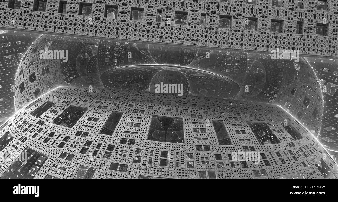 Picture of three-dimensional spaceship fractals in motion Stock Photo ...