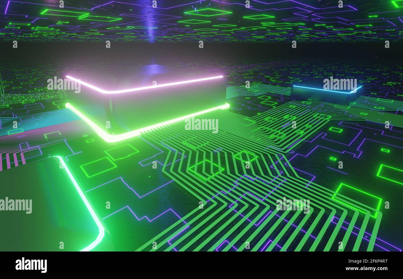 3d rendering technology background microchip high-tech future high ...