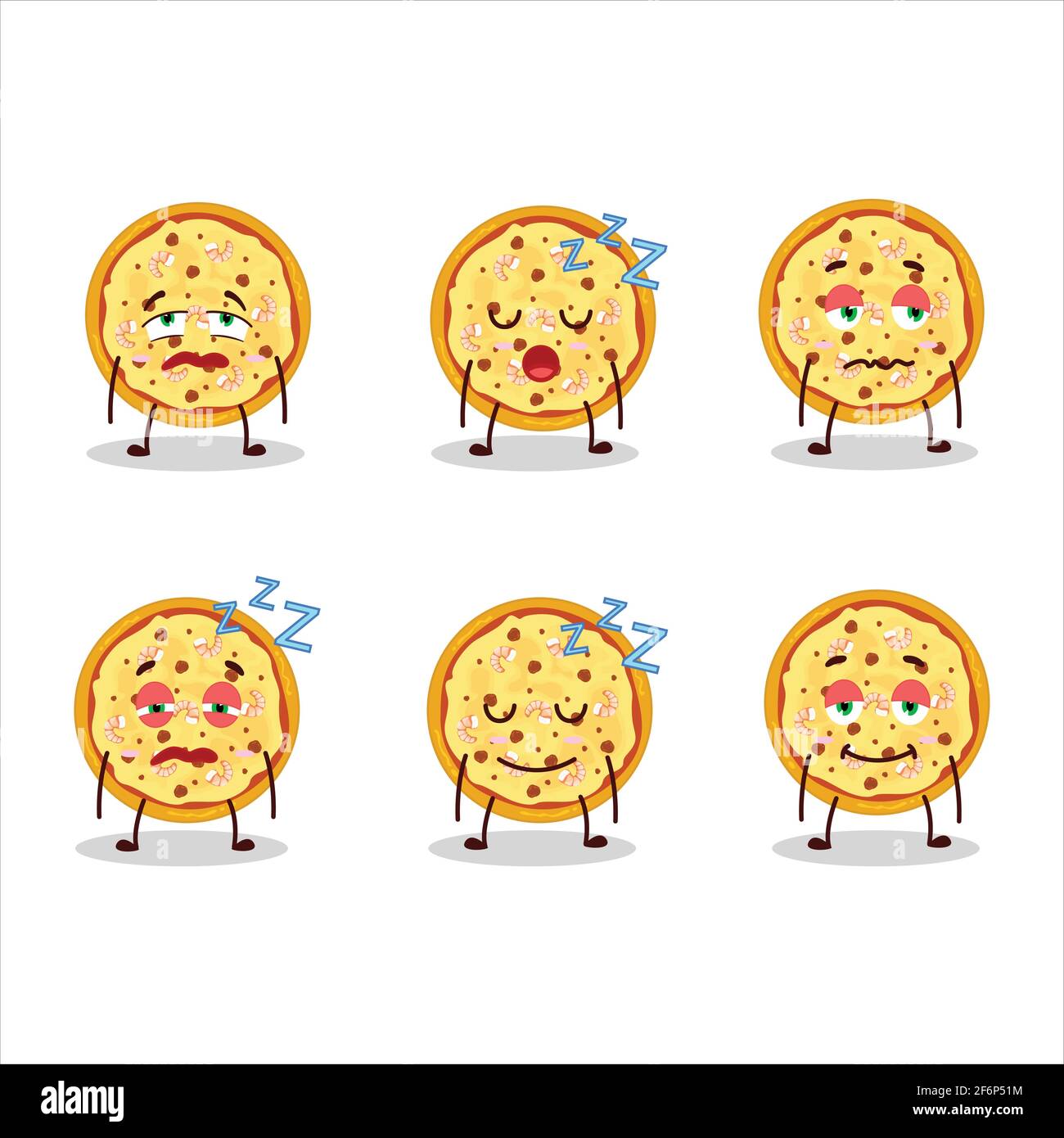 Cartoon character of marinara pizza with sleepy expression. Vector ...