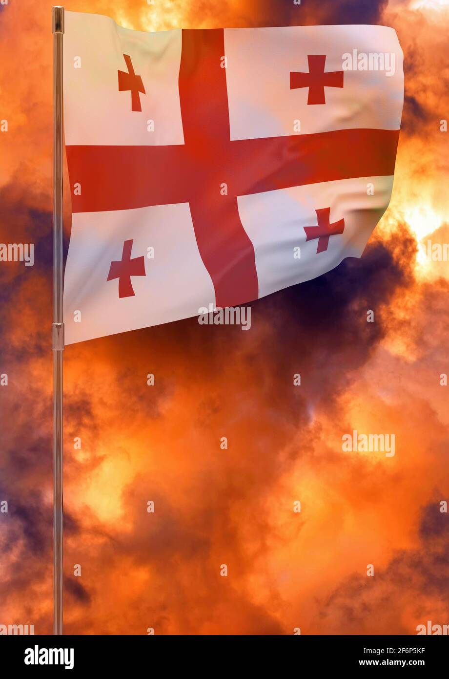 Georgia flag with sky background. Waving banner. National flag of ...