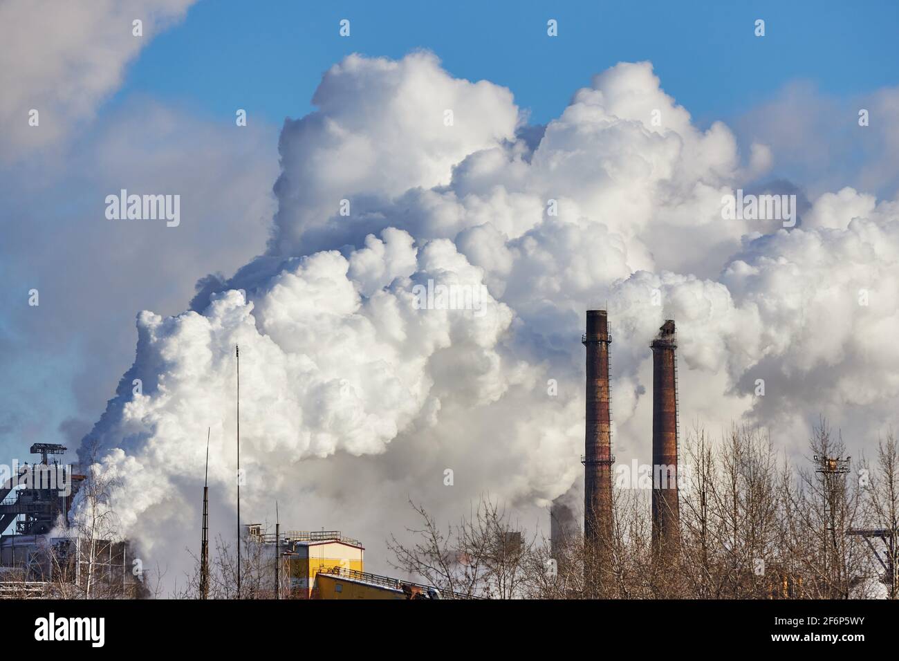 Smoke and smog. Harmful emissions into environment. Pollution of ...
