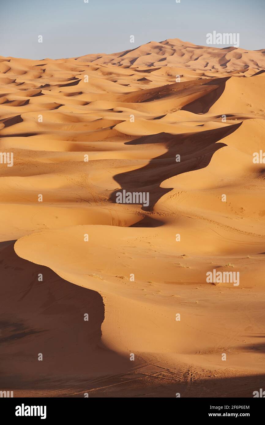 Endless Sands of the Sahara desert. Beautiful sunset over sand dunes of ...