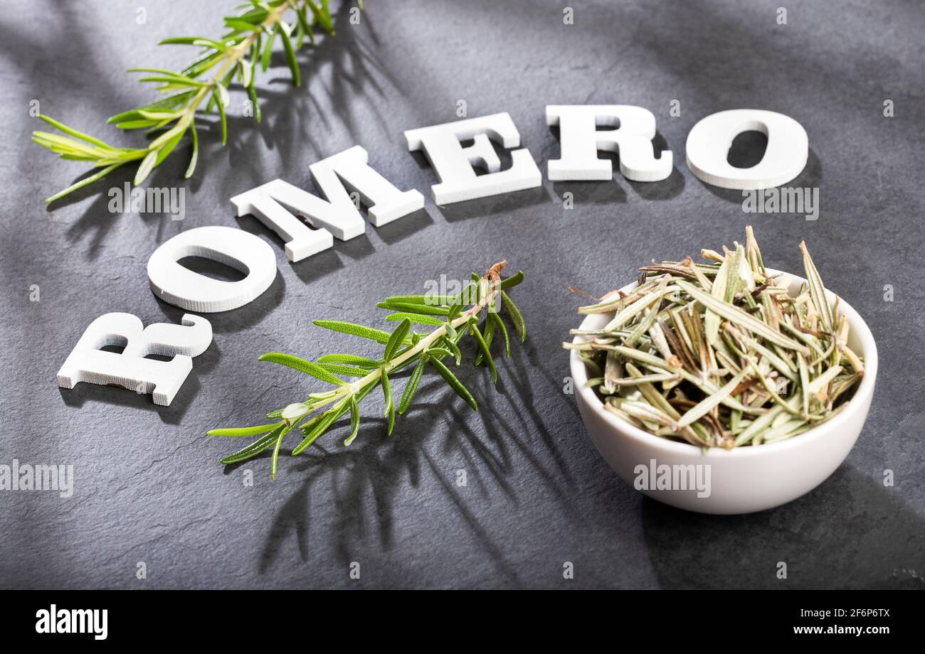 Rosemary, fresh and dried - Rosmarinus officinalis Stock Photo - Alamy